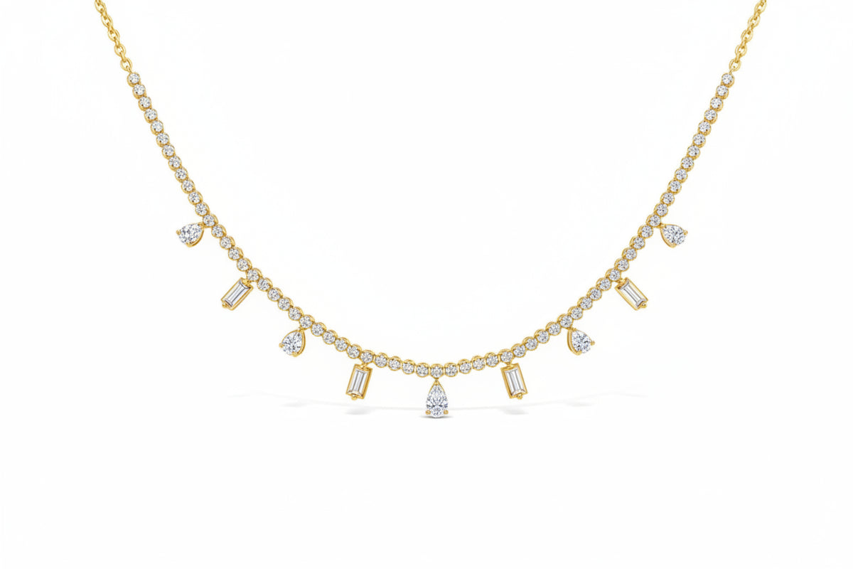 Natural Multi Shapes Diamond Necklace – Alberta Diamond Exchange